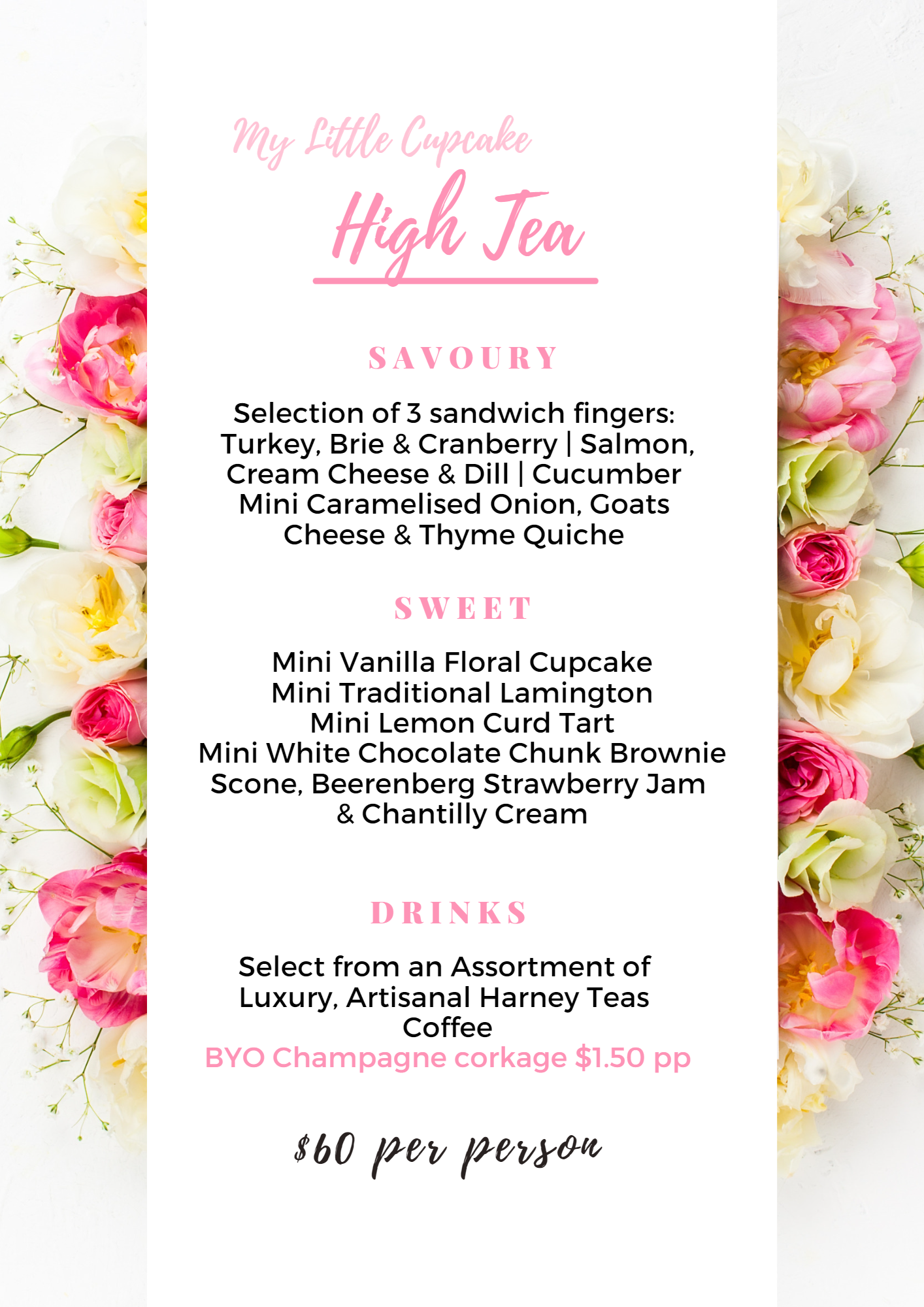 High Tea (50% Deposit required upon booking) – My Little Cupcake